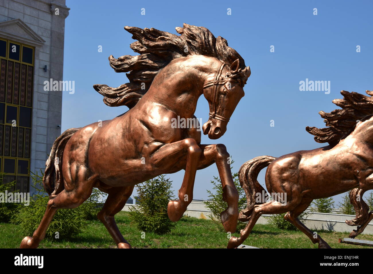 Bronze sculpture featuring a racing horse near New Opera House in ...