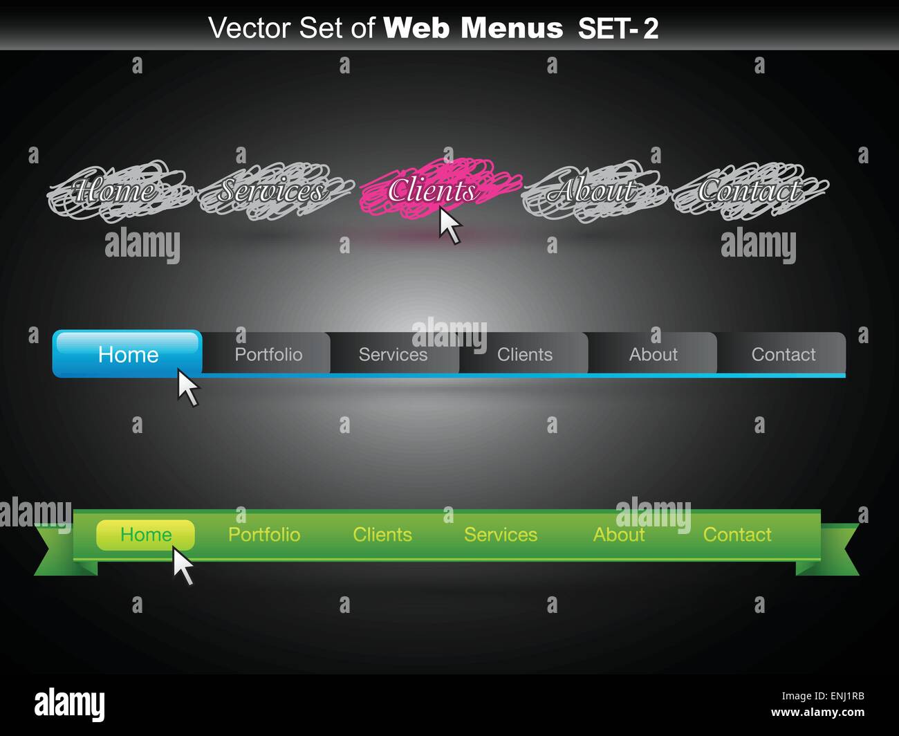vector set of web menus Stock Vector Image & Art - Alamy