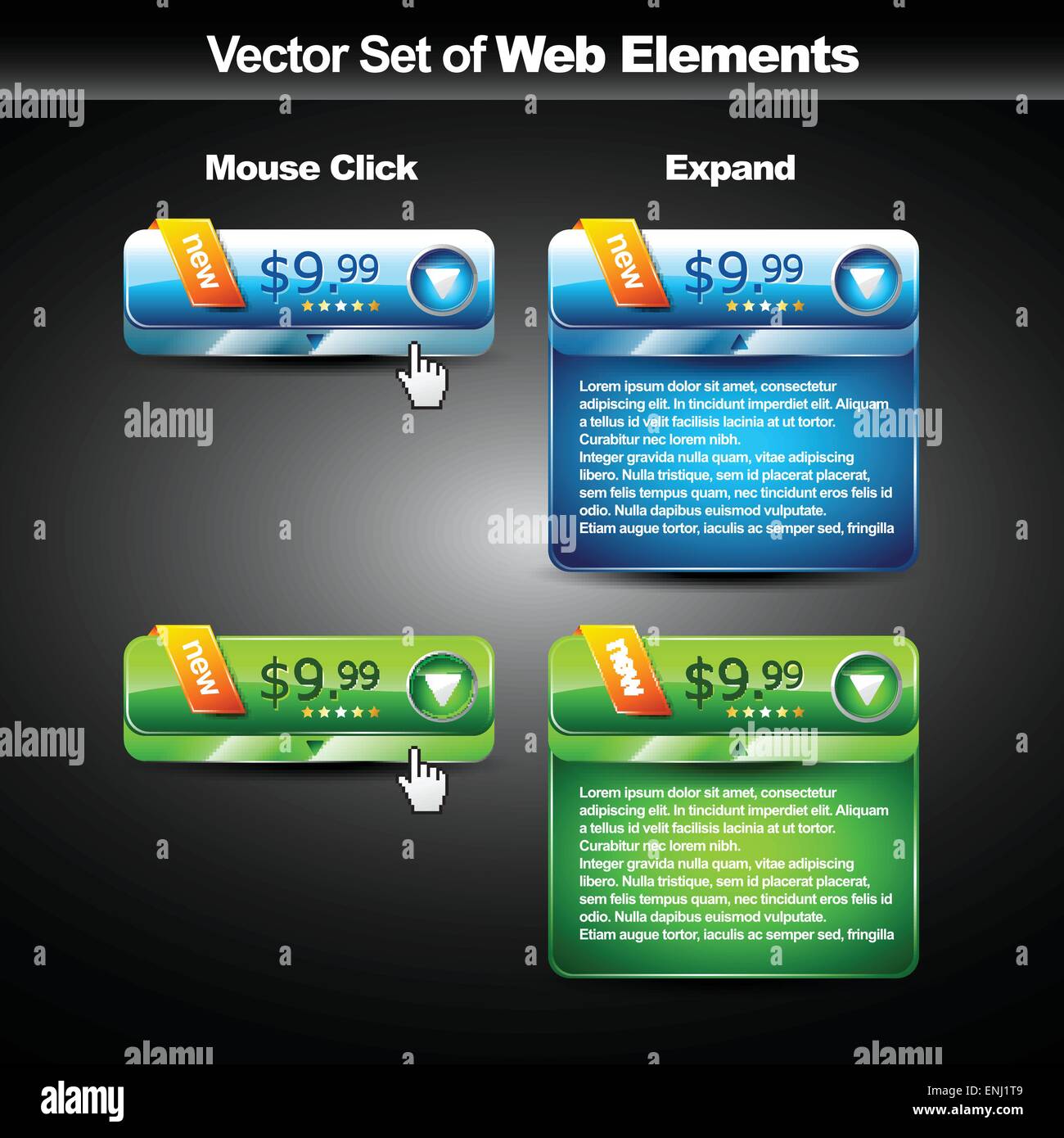 vector web glossy button with drop down style Stock Vector Image & Art - Alamy