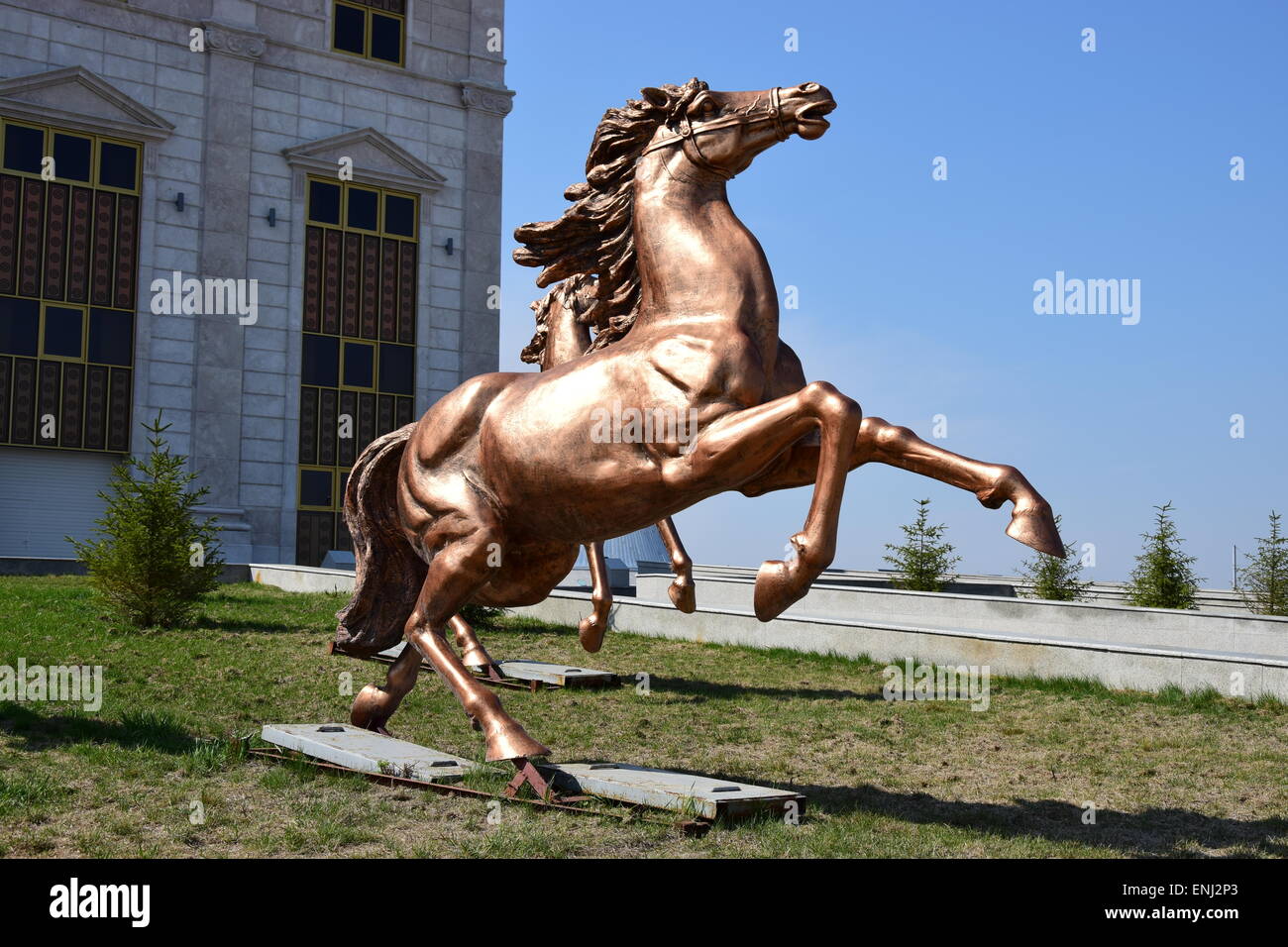 Bronze sculpture featuring a racing horse near New Opera House in ...