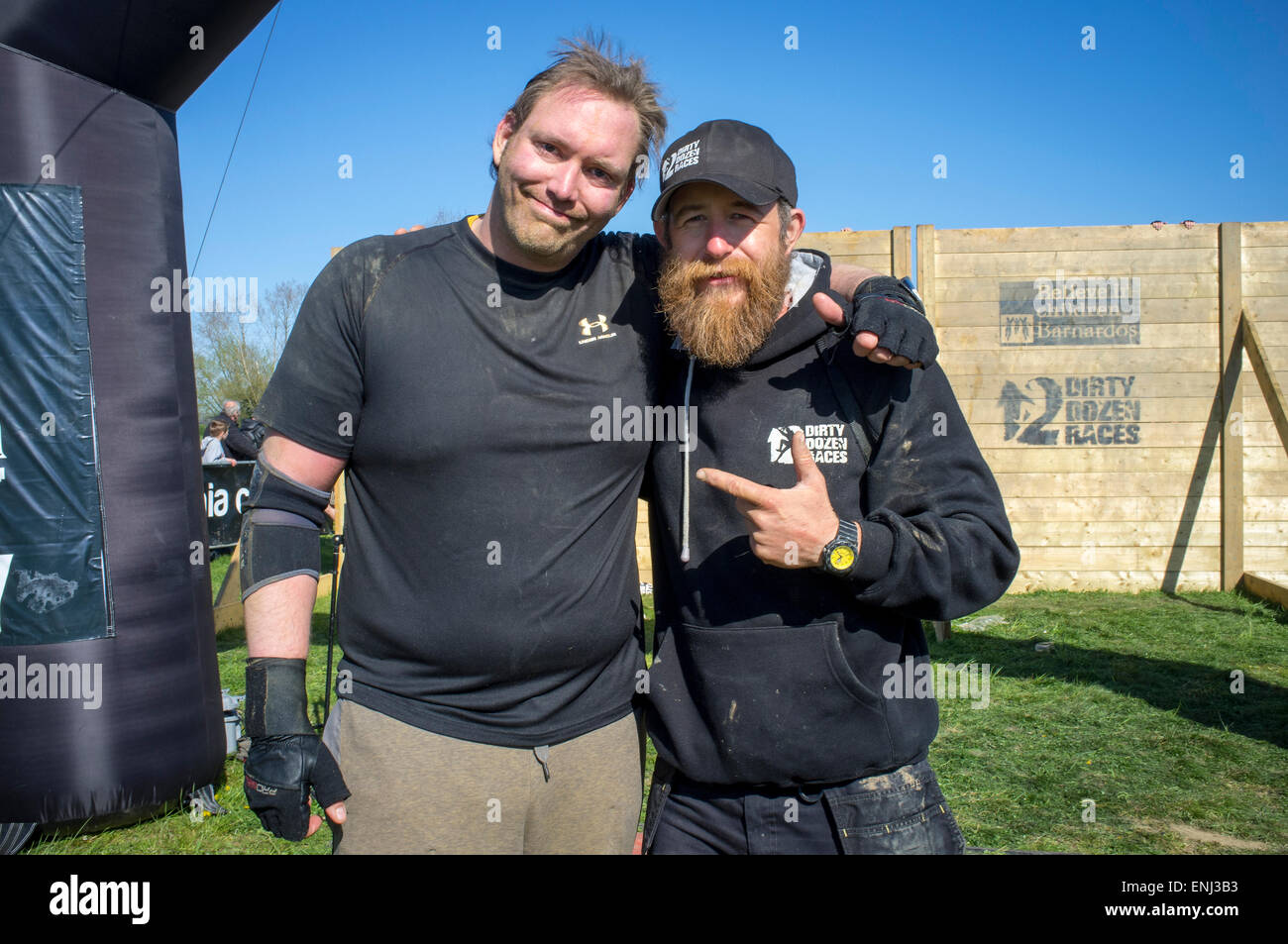 Doug Spence, founder of Dirty Dozen Race with runners at Finish line ...