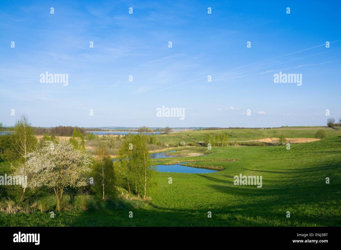 Beautiful spring landscape - top view of lakes and hills of Masuria ...