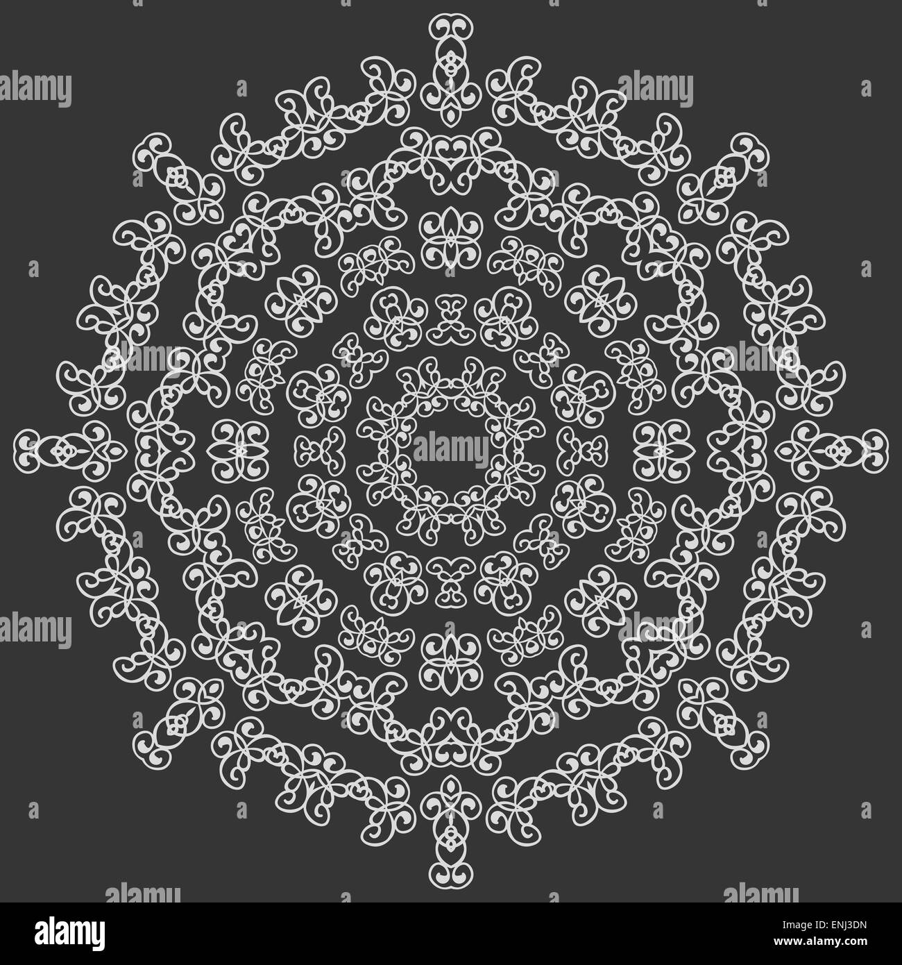 Round ornate pattern on black background Stock Photo - Alamy