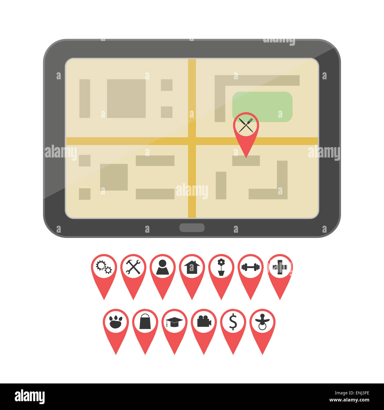 Gps map with icons hi-res stock photography and images - Alamy
