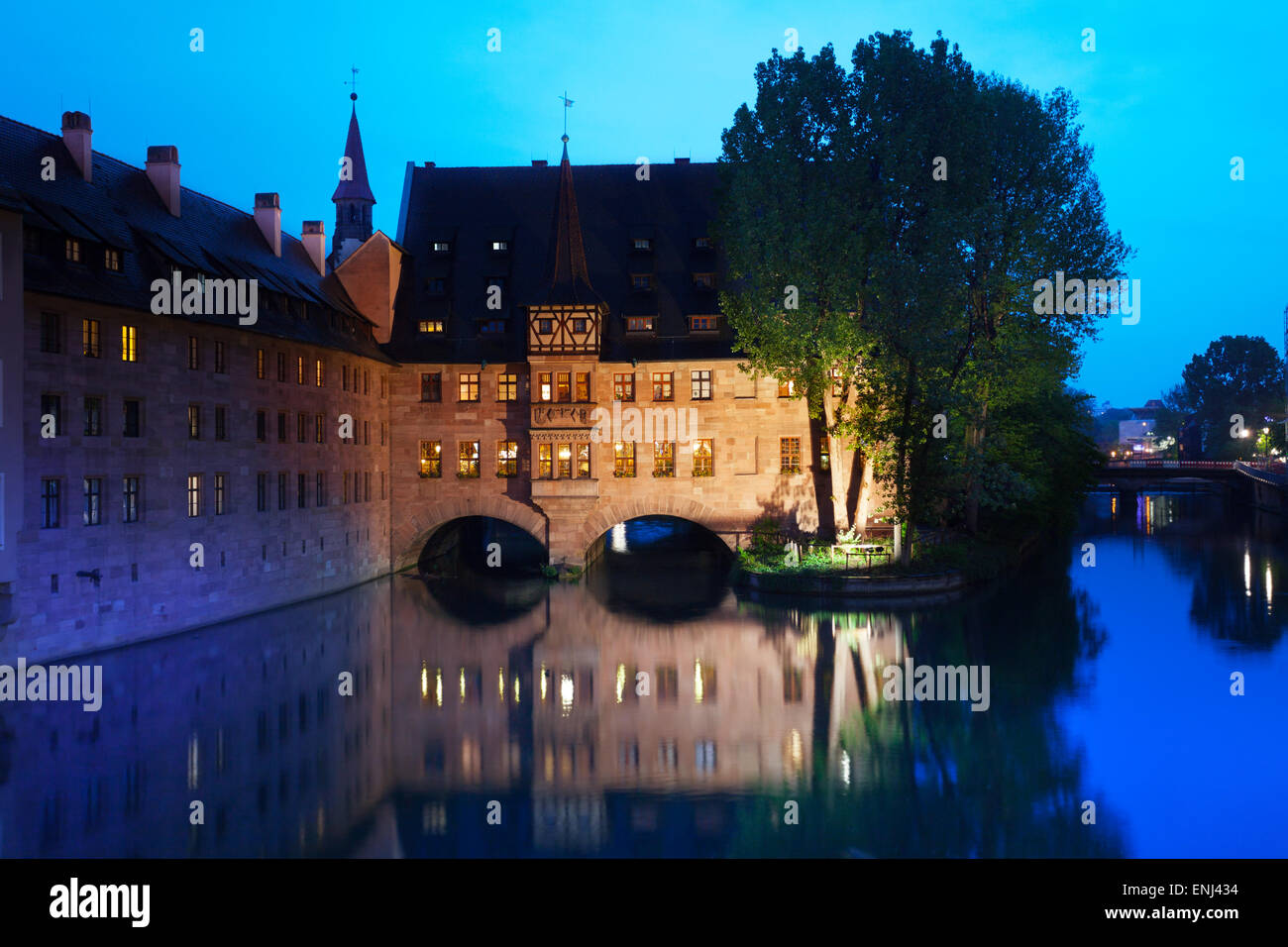 View of the Pegnitz River in Nuremberg at night Stock Photo - Alamy