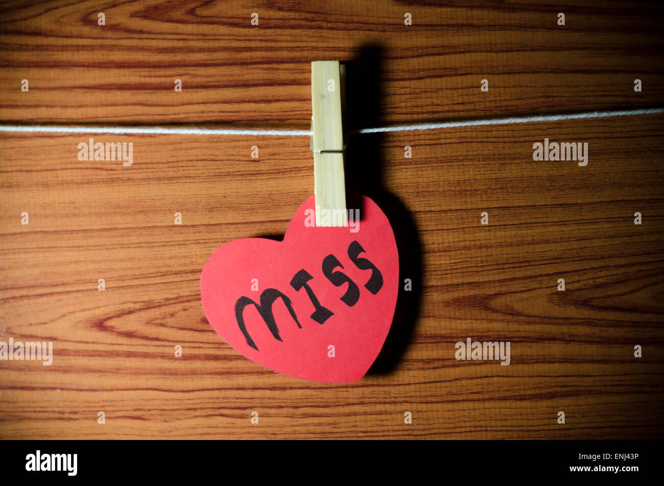red heart word miss on wood vintage stlye background Stock Photo - Alamy