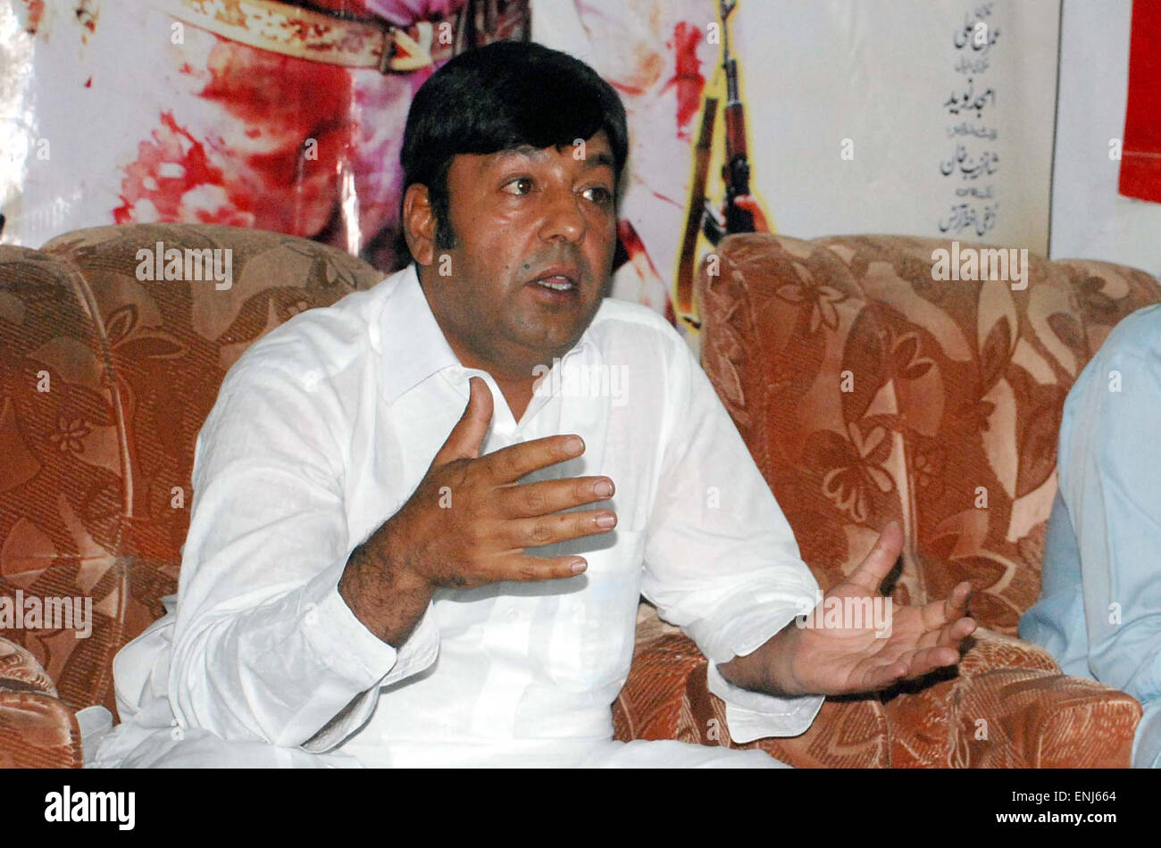 Pashto Film Actor Shahid Khan addresses to media persons during press ...