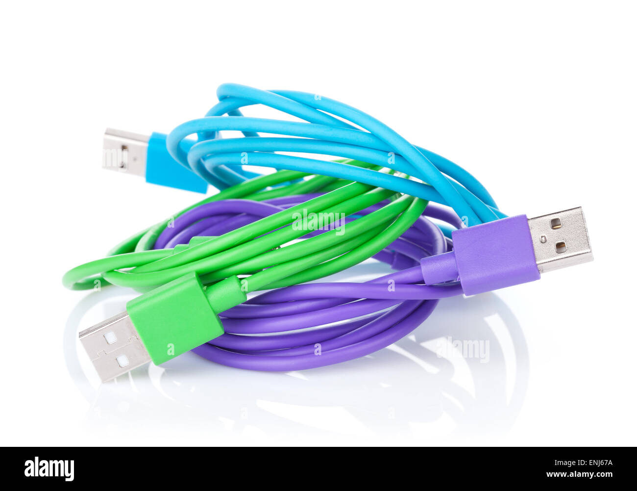 Colorful computer cables. Isolated on white background Stock Photo - Alamy