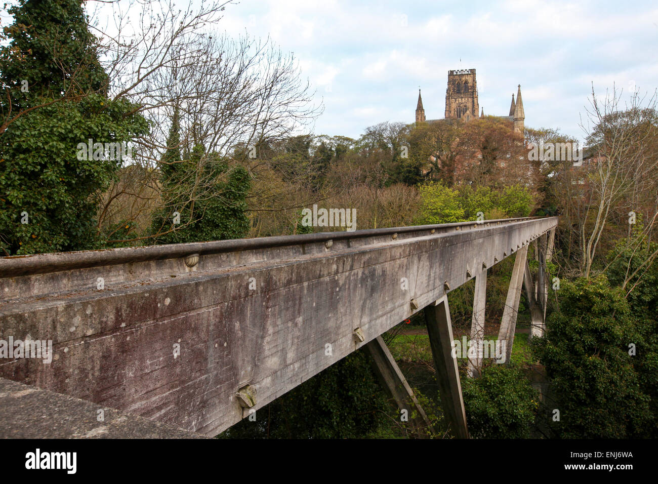 Kingsgate footbridge leading to Durham Cathedral Durham UK Stock Photo ...