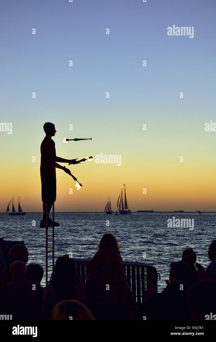 Sunset celebrations at Mallory Square. Florida Keys. USA Stock Photo ...
