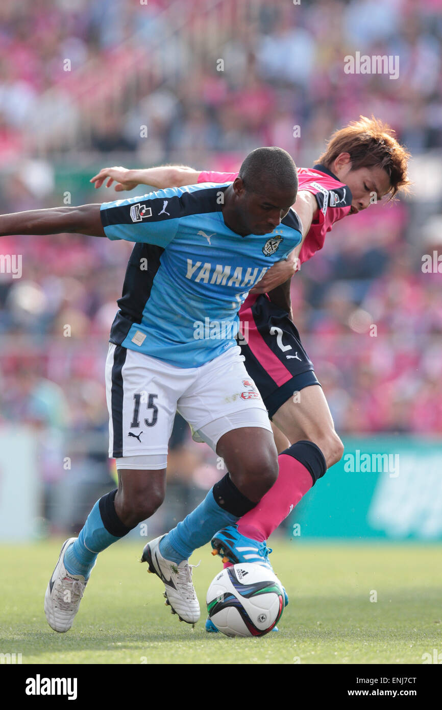 KINCHO Stadium, Osaka, Japan. 6th May, 2015. (L to R) Adailton (Jubilo ...