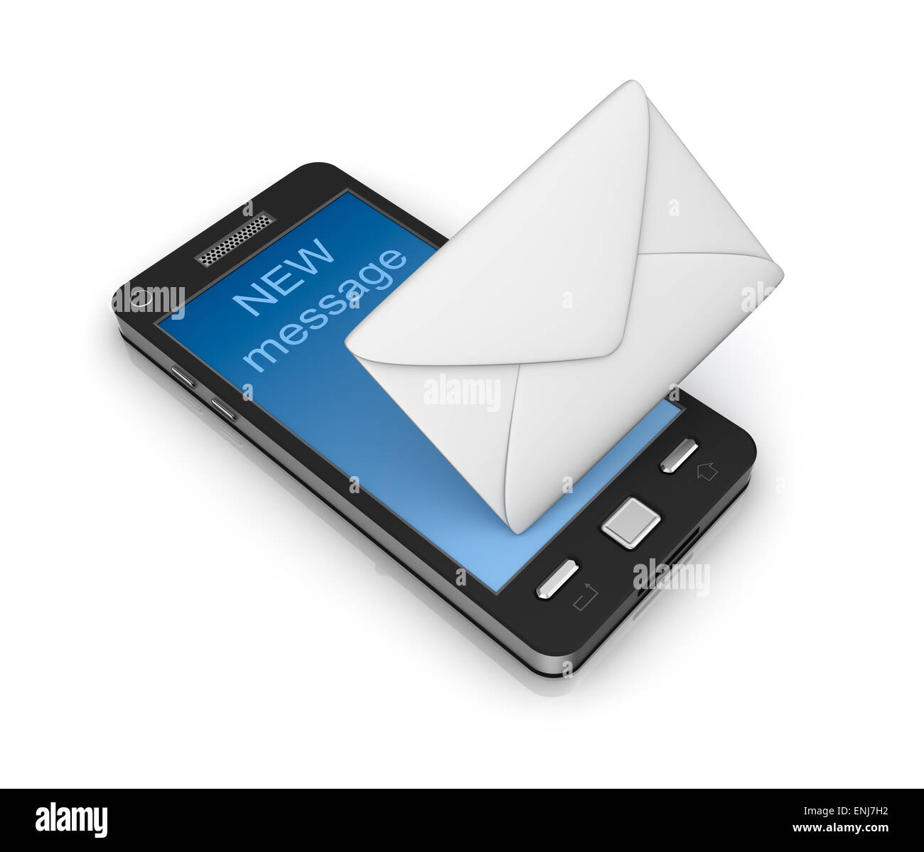 Cell phone email icon concept. Isolated on white Stock Photo - Alamy