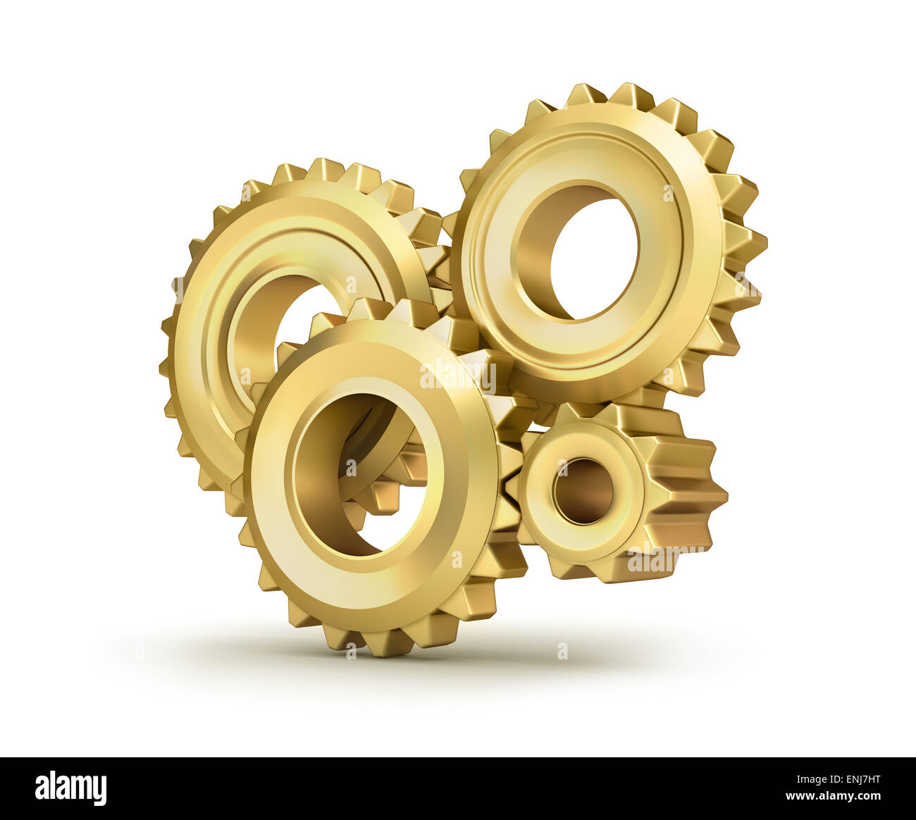 Golden cog gears over white Stock Photo - Alamy
