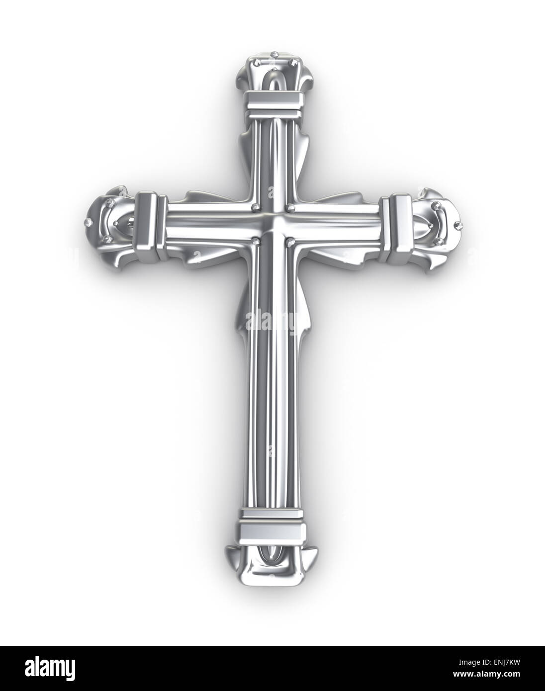 Silver cross over white Stock Photo - Alamy