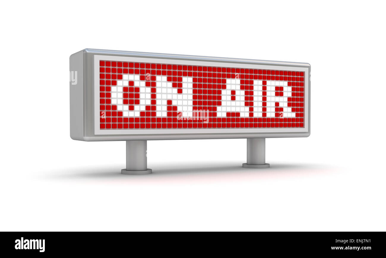 On Air - red warning plate over white Stock Photo - Alamy