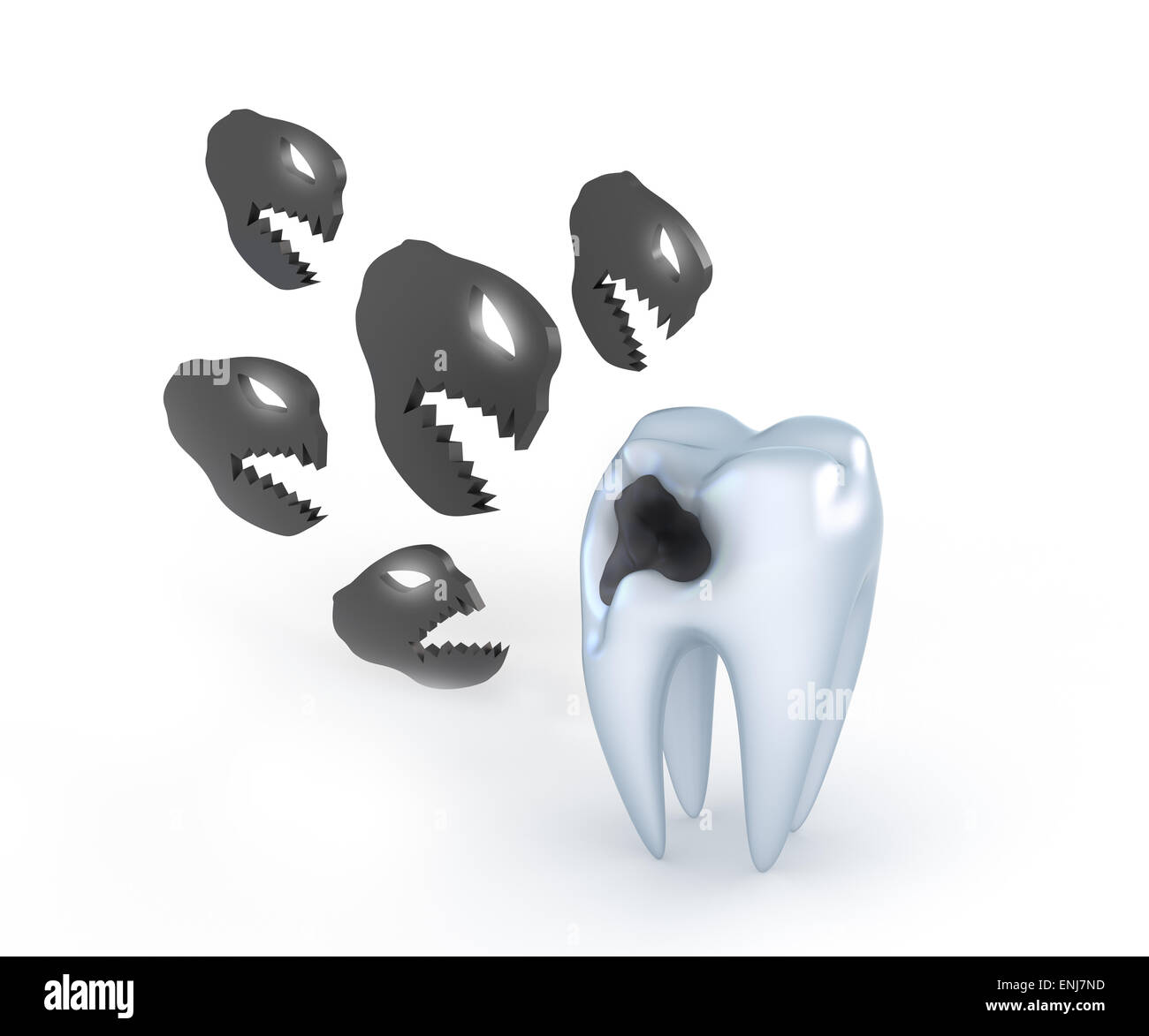 Teeth with caries, and angry metaphor Stock Photo - Alamy