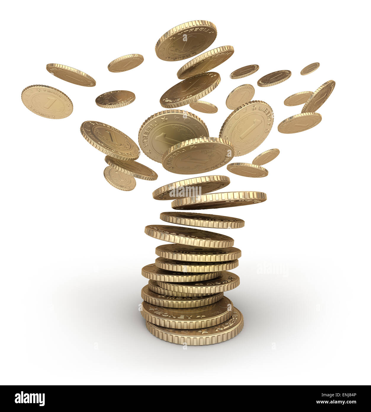 Coins Tornado. Isolated on white Stock Photo - Alamy