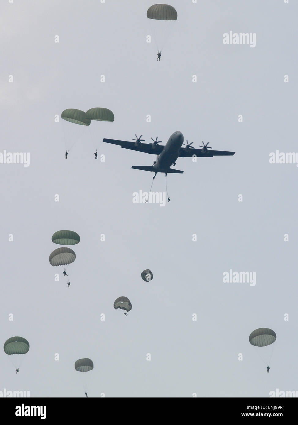 D-Day Parachute drop on meadows at la Fiere Sainte-Mere-Eglise -US ...