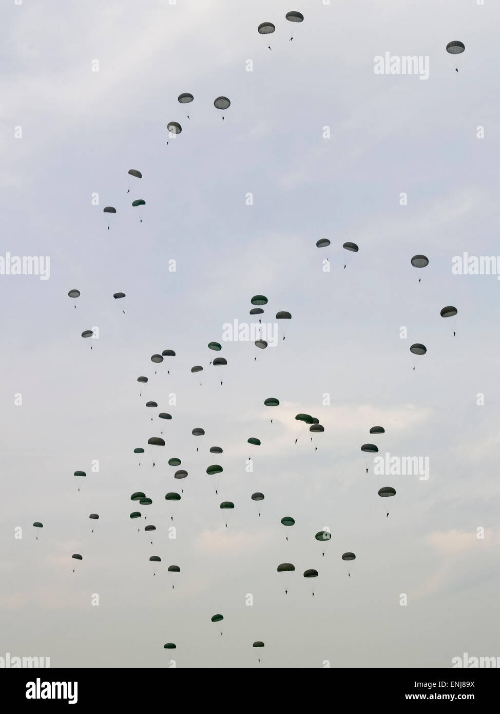 D-Day Parachute drop on meadows at la Fiere Sainte-Mere-Eglise -US ...
