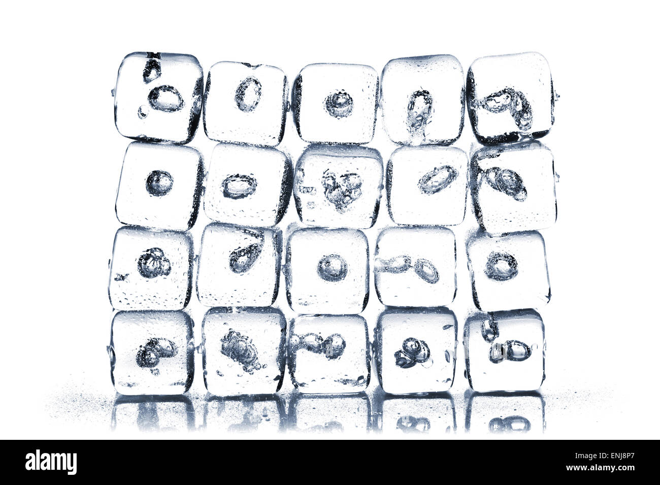 Melting ice cubes with air bubbles inside on white background Stock ...
