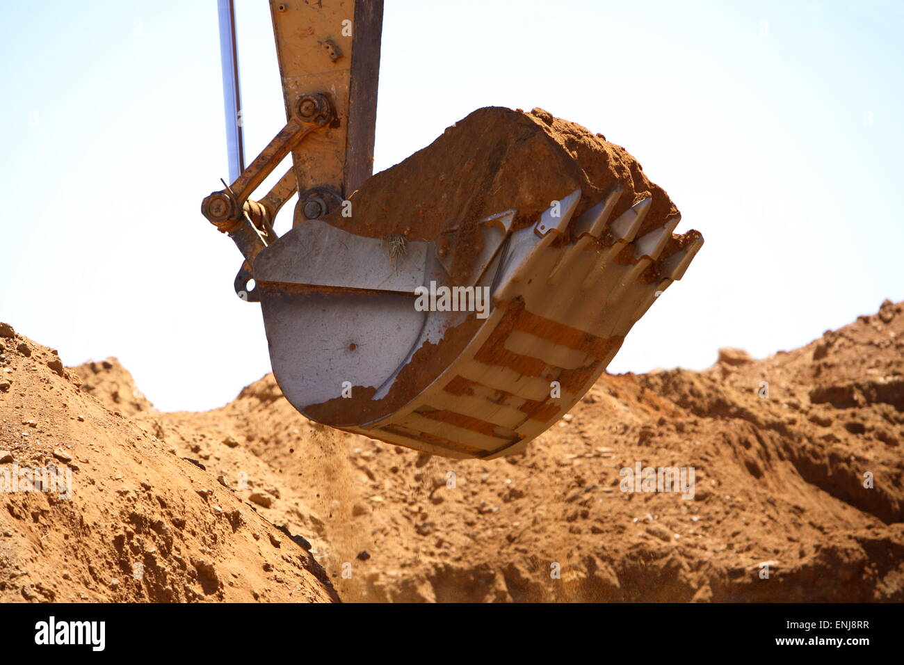 Close up view of a shovel of a excavator on a construction site Stock ...