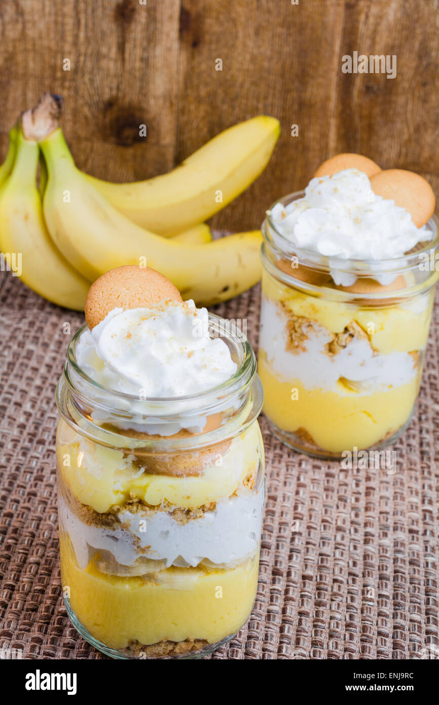 Banana Cream layered parfait Stock Photo - Alamy
