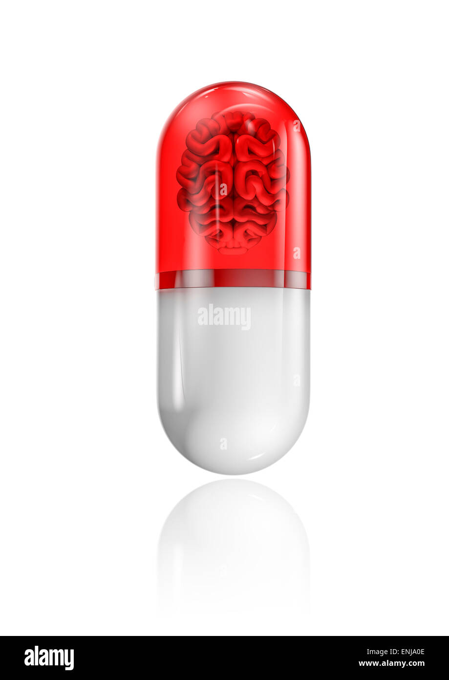 3D render of brain inside medical capsule Stock Photo - Alamy