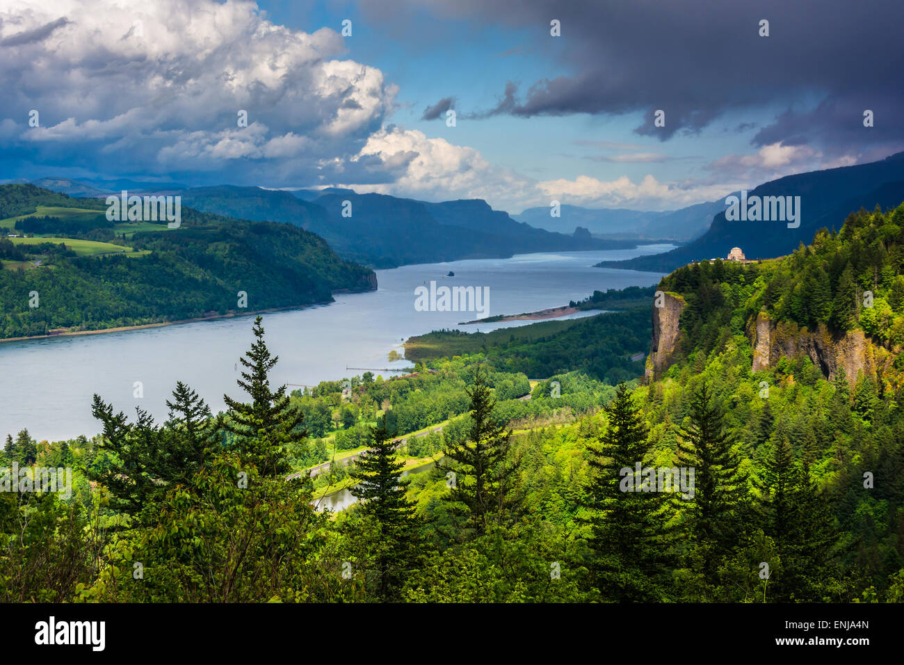 View of Crown Point and the Columbia River, Columbia River Gorge ...