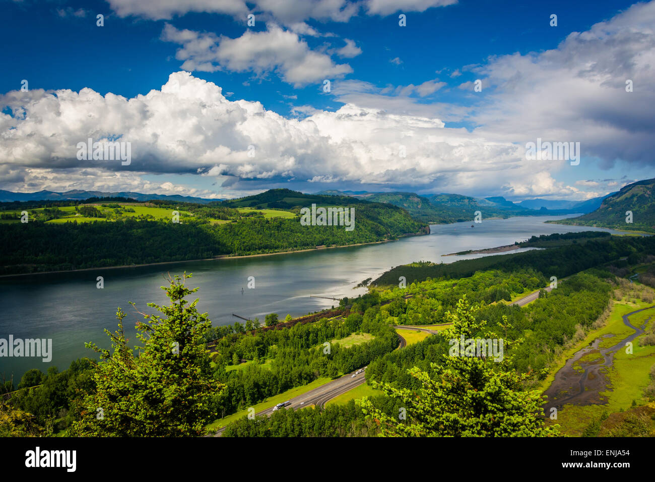 View of the Columbia River from the Vista House, at the Columbia River ...