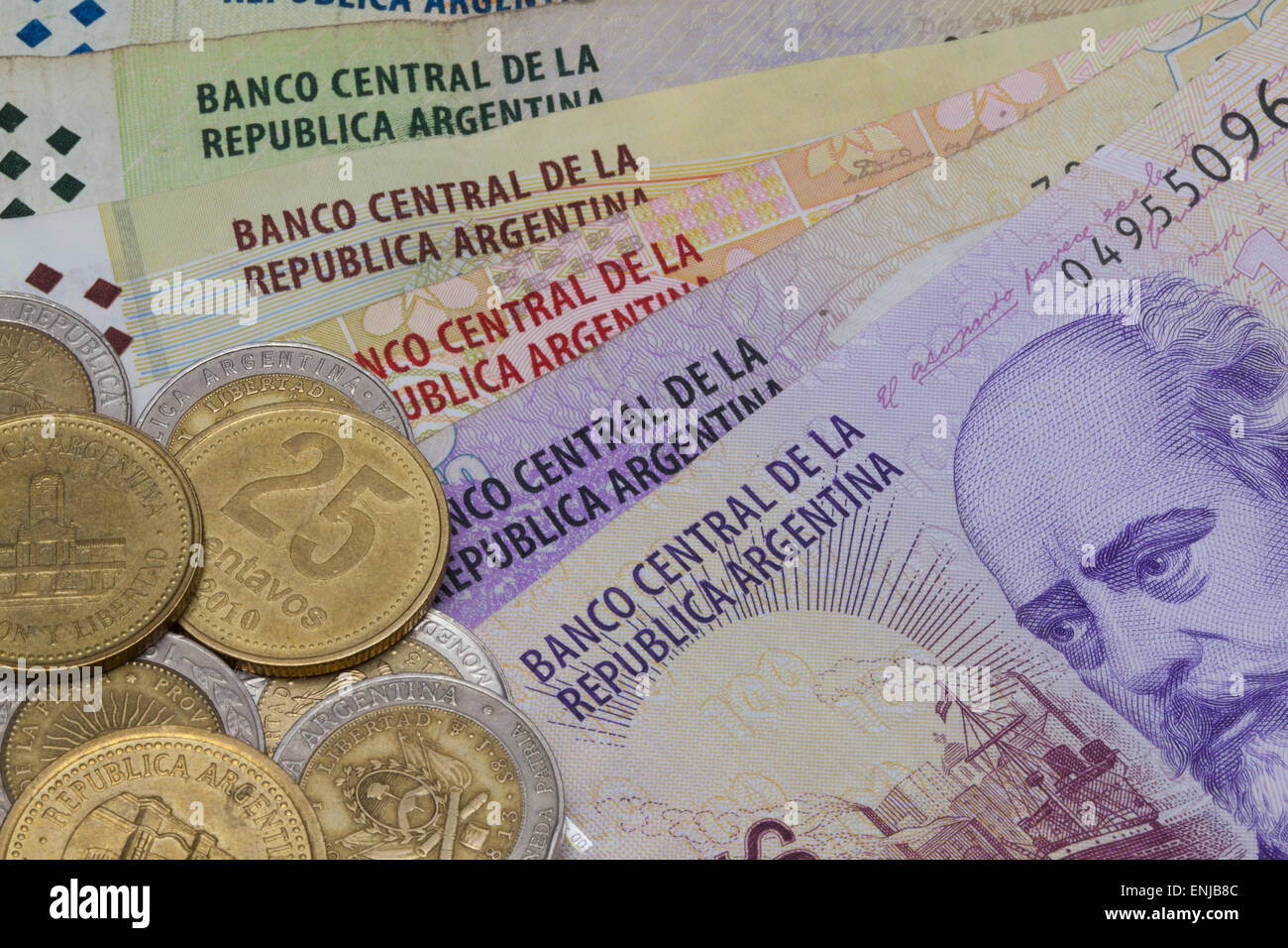Various banknotes and coins from Argentina on the table Stock Photo - Alamy