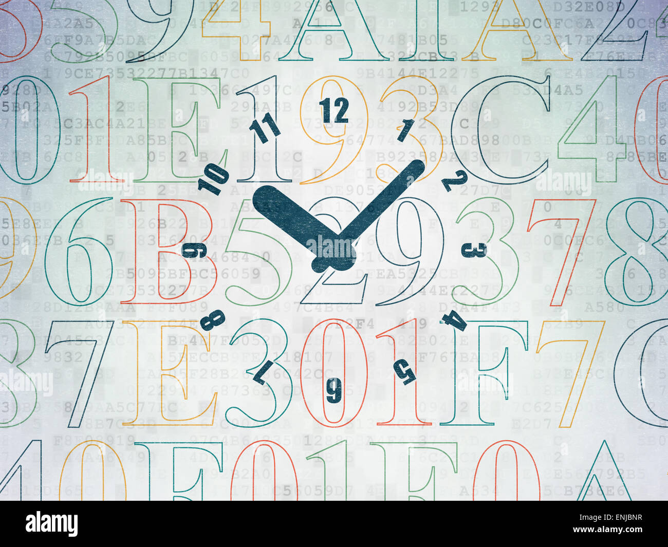Timeline concept: Clock on Digital Paper background Stock Photo - Alamy
