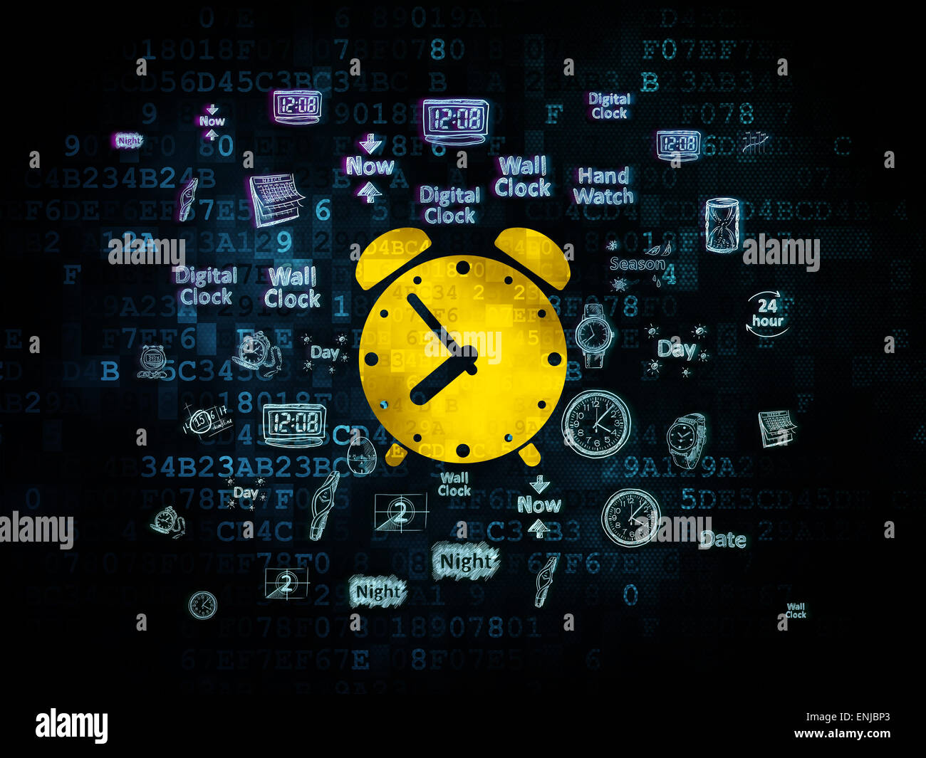Time concept: Alarm Clock on Digital background Stock Photo - Alamy