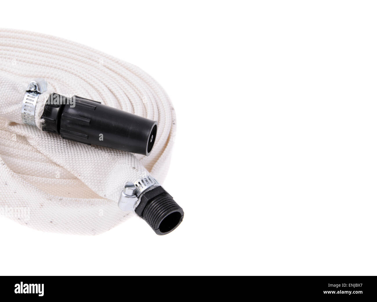 White Fire Hose Isolated Stock Photo - Alamy