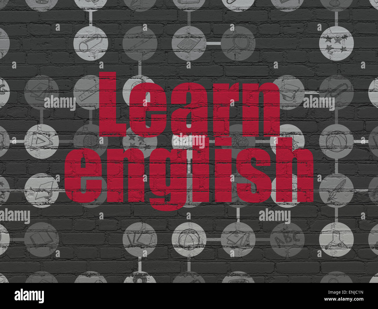 Education concept: Learn English on wall background Stock Photo - Alamy