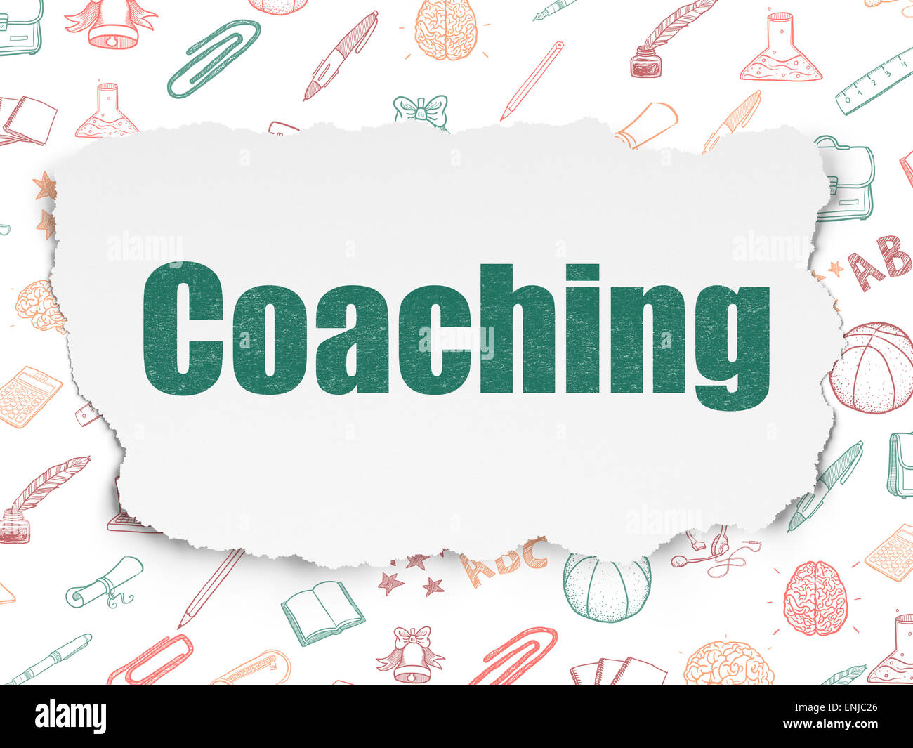 Education concept: Coaching on Torn Paper background Stock Photo - Alamy