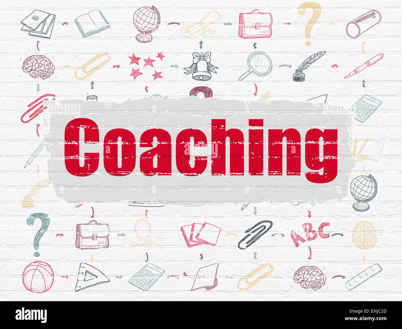 Education concept: Coaching on wall background Stock Photo - Alamy