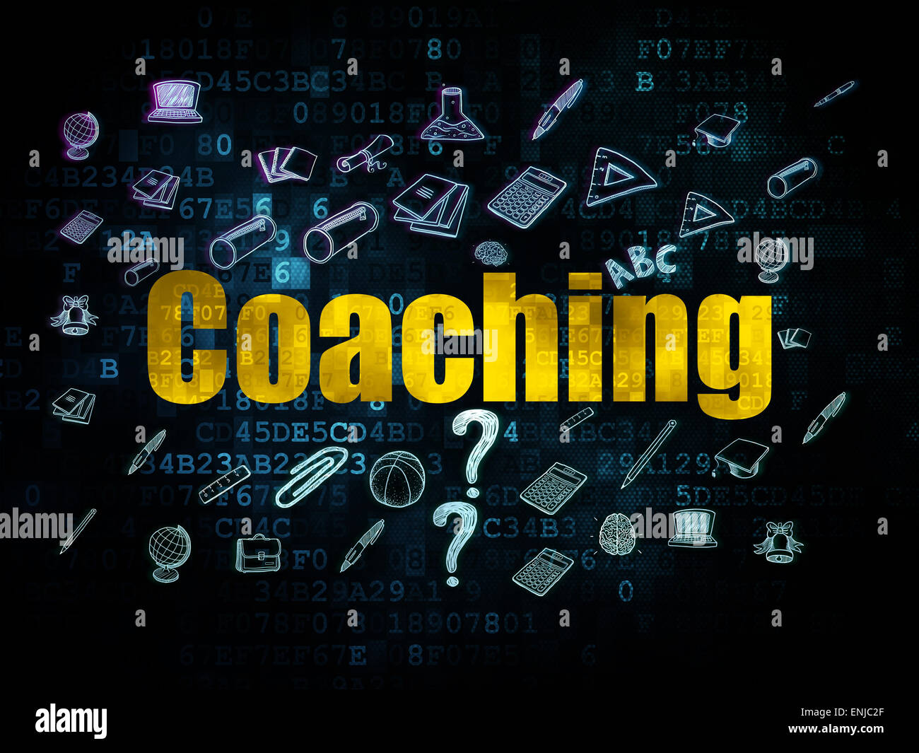 Education concept: Coaching on Digital background Stock Photo - Alamy