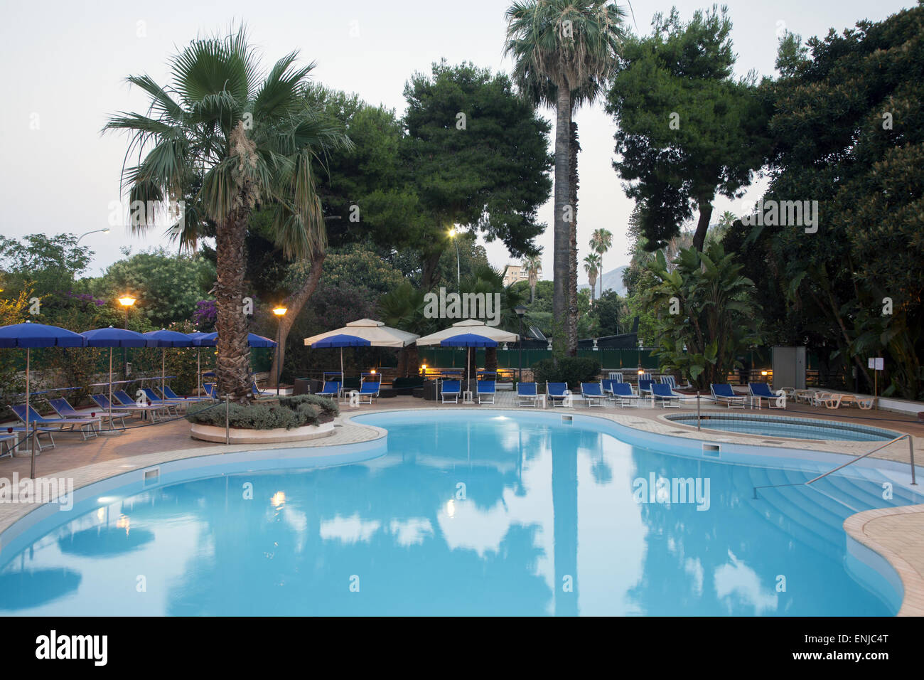 Outdoor swimming pool in a hotel Stock Photo - Alamy