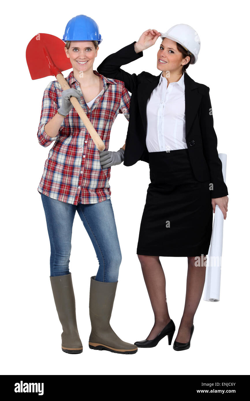 duo of women in men's jobs Stock Photo - Alamy