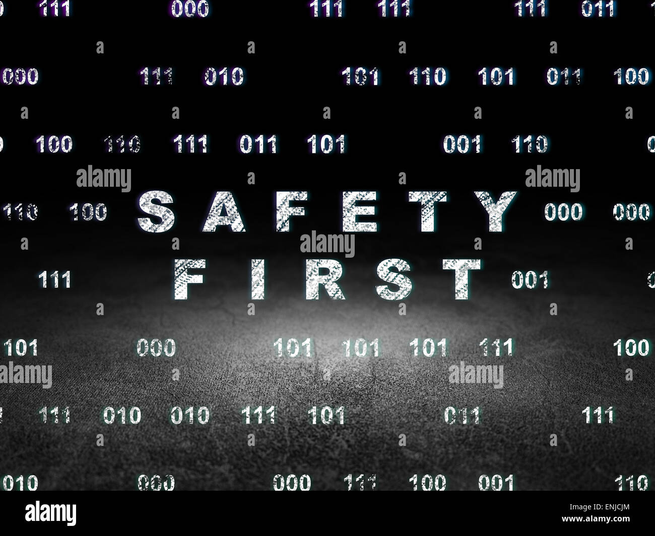 Security concept: Safety First in grunge dark room Stock Photo - Alamy
