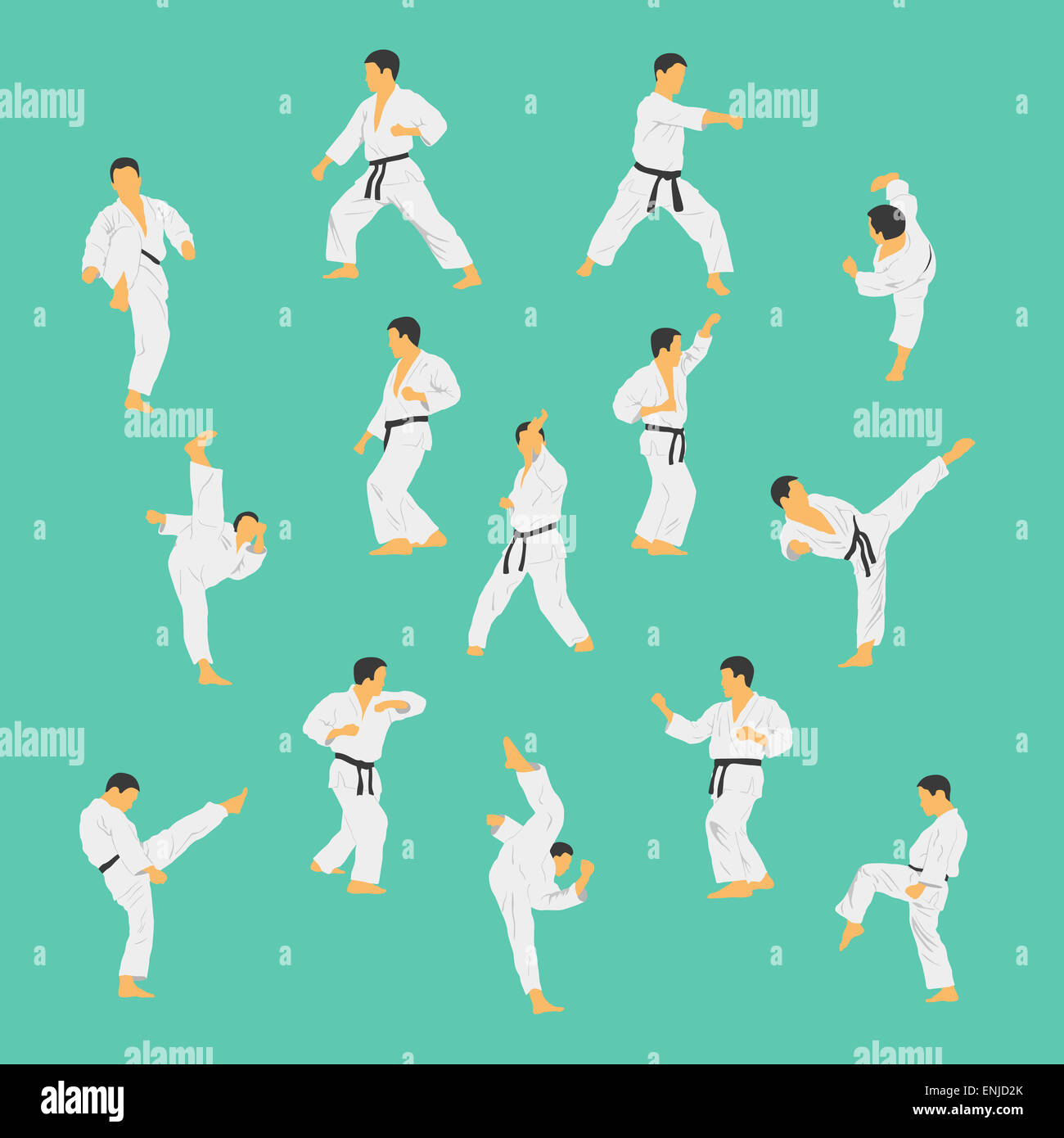 Group of the men showing karate Stock Photo - Alamy