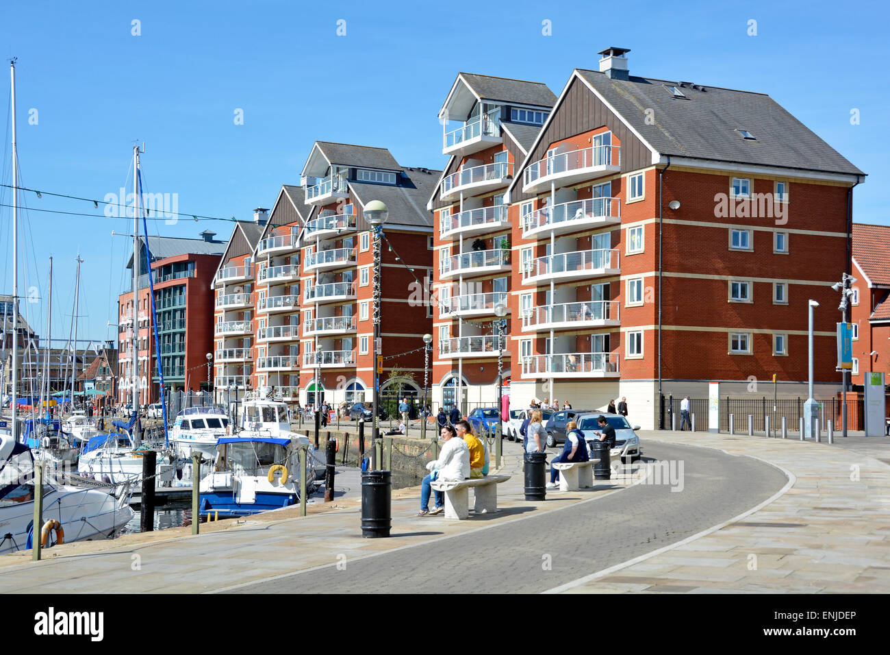 Ipswich waterfront & marina boats people enjoy late spring early summer ...