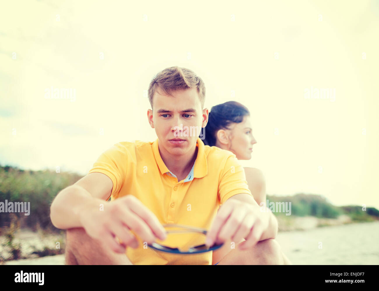 stressed couple outside Stock Photo - Alamy