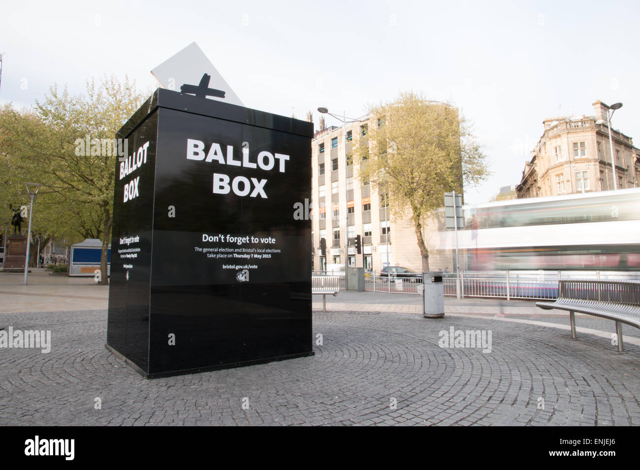 A large ballot box in Bristol, UK to promote the UK General and Local ...