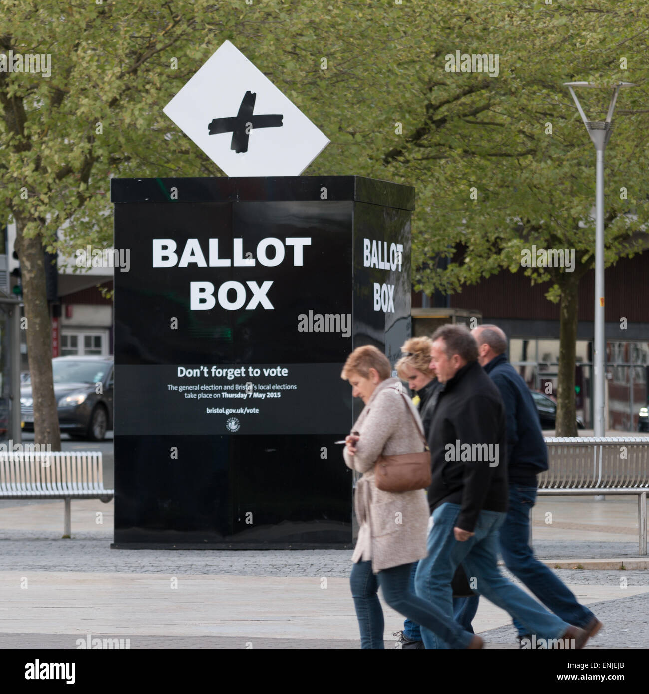 A large ballot box in Bristol, UK to promote the UK General and Local ...