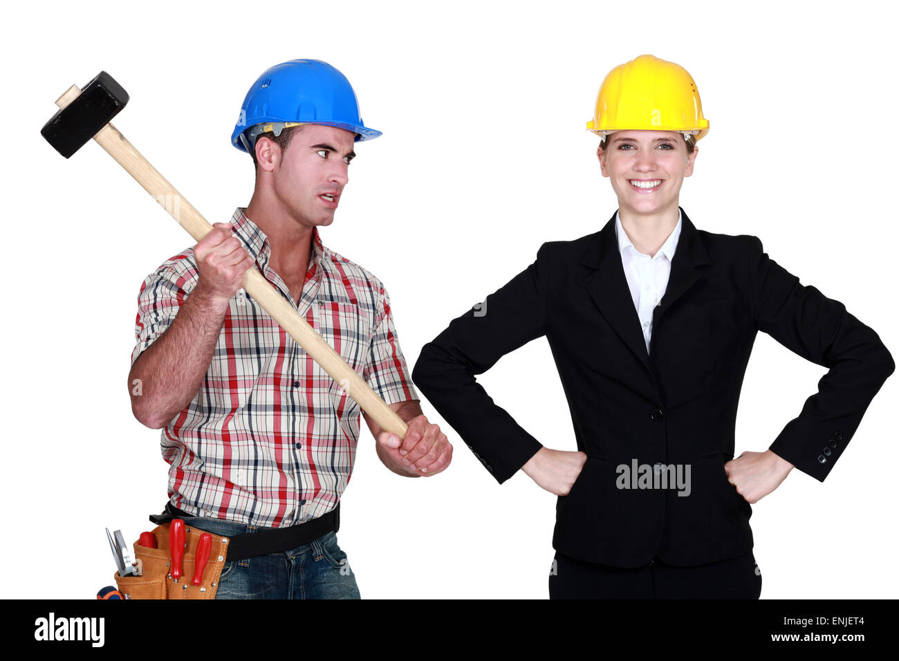 Angry man with hammer Stock Photo - Alamy