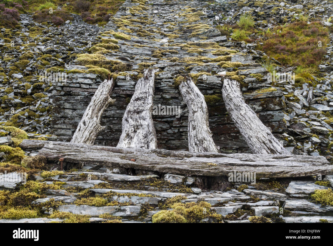 Only remaining wood bridge of gravity incline Cwm Penmachno Slate ...