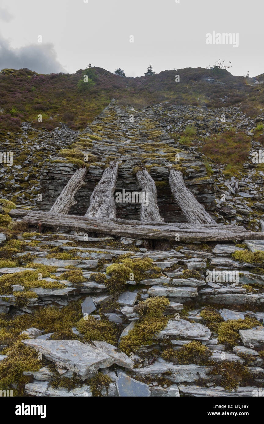 Only remaining wood bridge of gravity incline Cwm Penmachno Slate ...