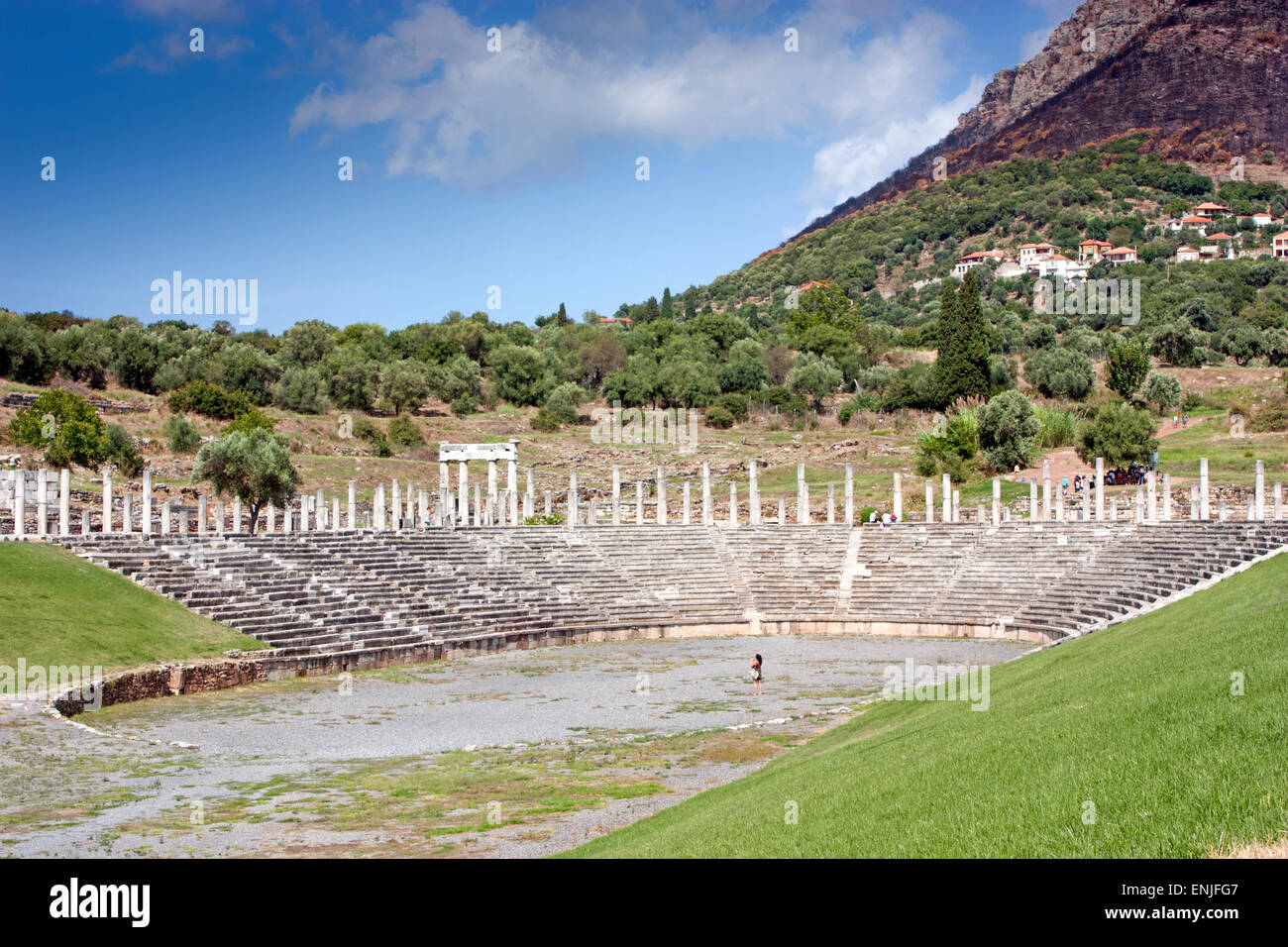 The well preserved stadium at Ancient Messene (Messini), The Pelponnese ...