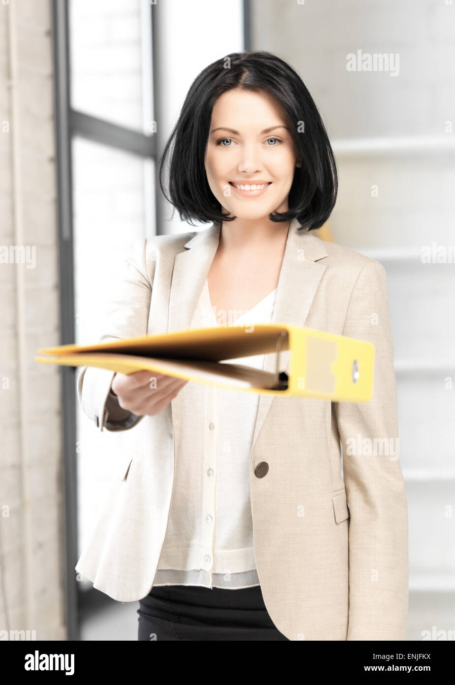 woman with folder Stock Photo - Alamy